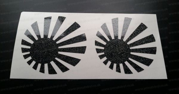 Rising Sun Round x2 Pair Glitter Metalflake Car Bumper Window Stickers ...
