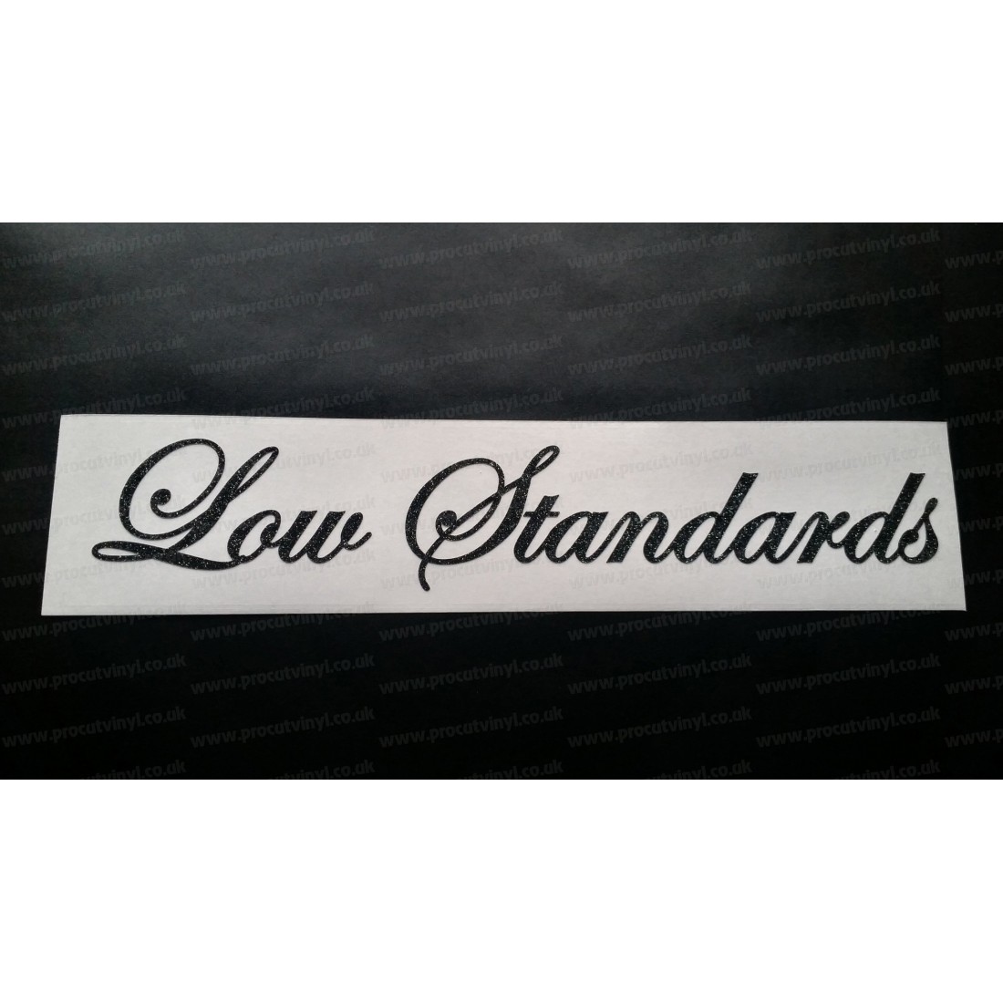 Low Standards Glitter Metalflake Car Bumper Window Sticker Decal