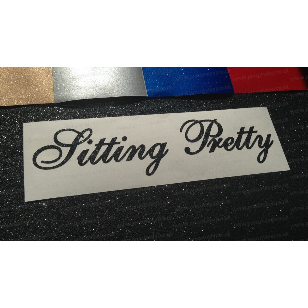 Sitting Pretty Glitter Metalflake Car Bumper Window Sticker Decal