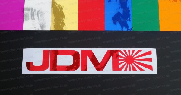 JDM Text Rising Sun Chrome Mirror Colours Car Window Bumper Sticker Decal