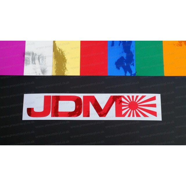 JDM Text Rising Sun Chrome Mirror Colours Car Window Bumper Sticker Decal