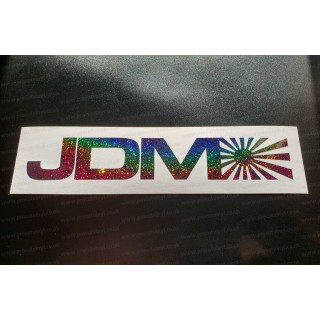 JDM Text Rising Sun Rainbow Glitter Vinyls Car Window Bumper Sticker Decal