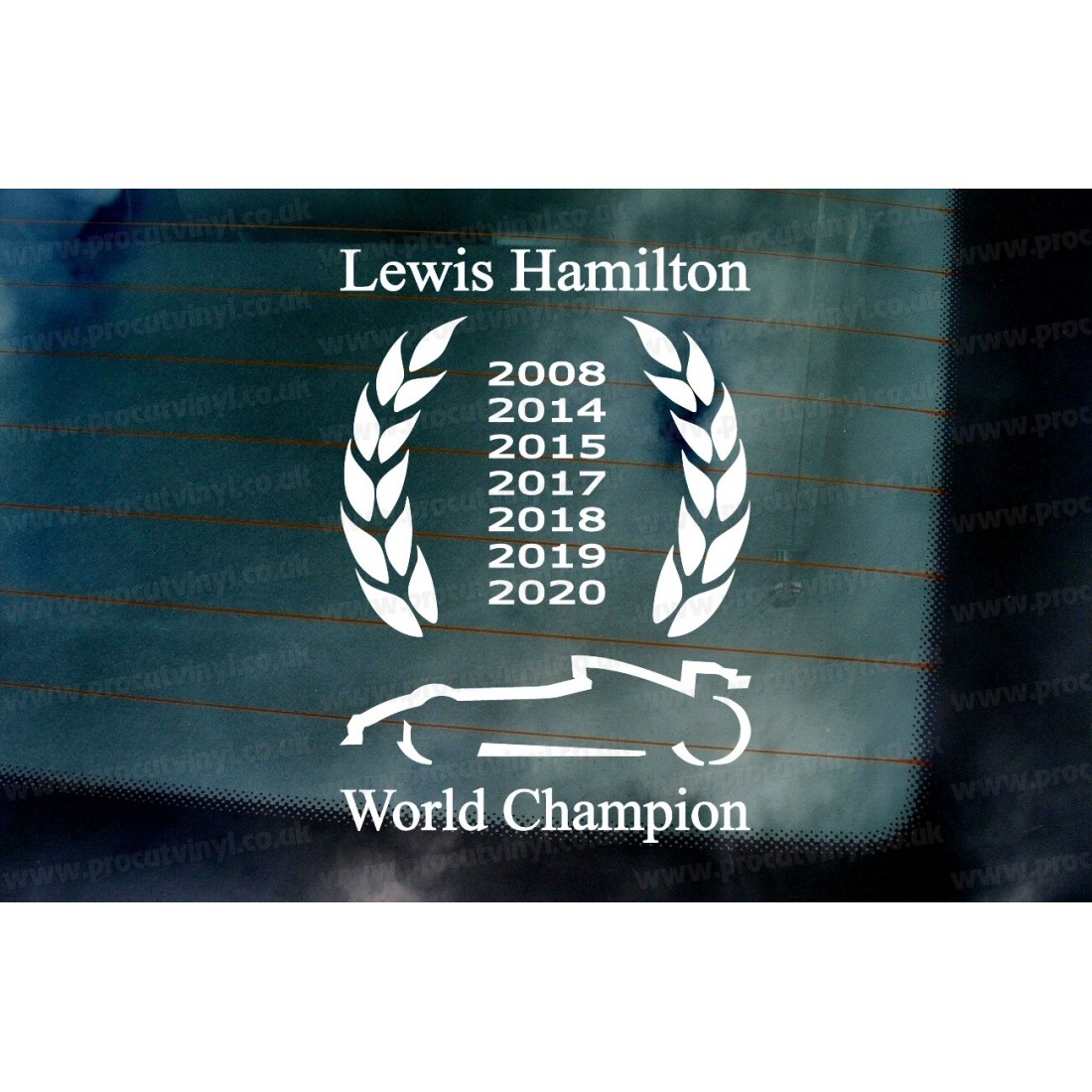 Lewis Hamilton F1 Laurel Wreath 2020 7 Times World Champion Car Window ...