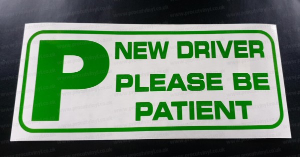 P NEW DRIVER Please Be Patient Window Bumper Vinyl Die Cut Sticker Decal