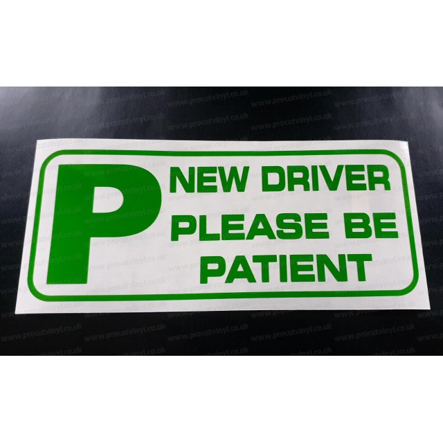 P NEW DRIVER Please Be Patient Window Bumper Vinyl Die Cut Sticker Decal