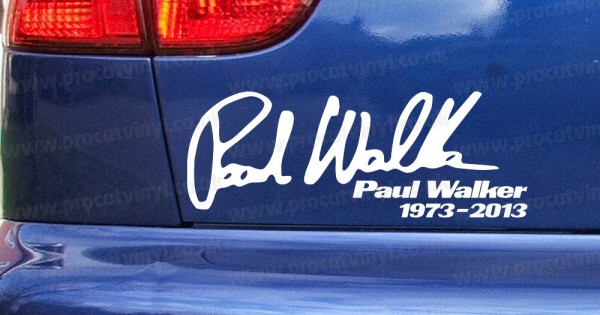 Paul Walker Signature Memorial Tribute Car Bumper Window Sticker Decal