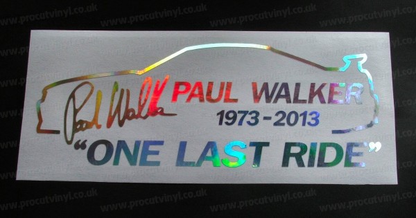 Paul Walker Skyline ONE LAST RIDE RIP Memorial Tirbute Silver Hologram ...