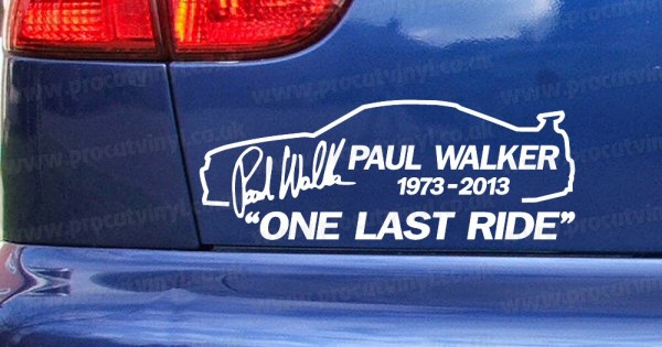 Paul Walker SKYLINE One Last Ride Memorial Tribute Car Bumper Window ...