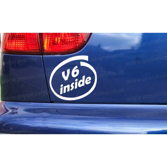 V6 inside Car Bumper Window Sticker Decal