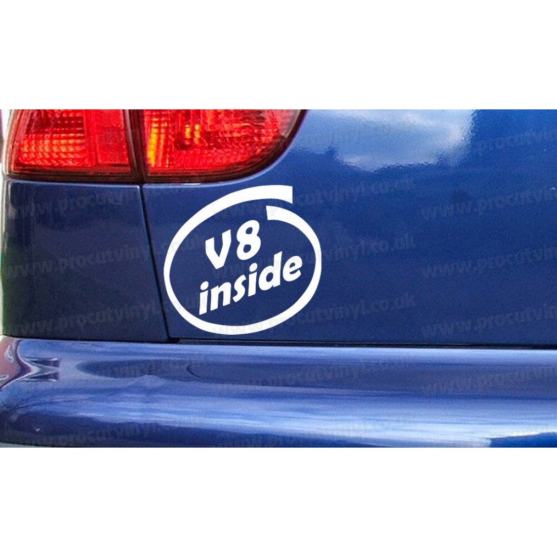 V8 inside Car Bumper Window Sticker Decal
