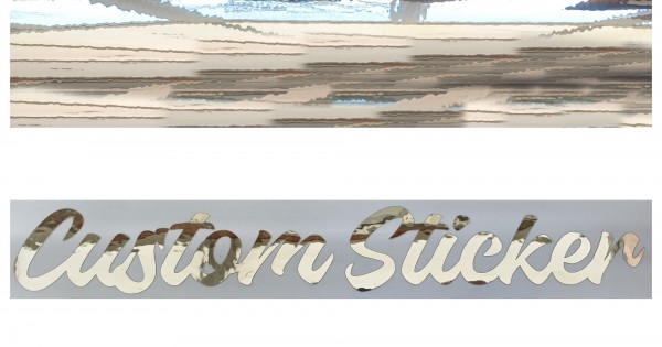 Silver Mirror Chrome Custom Text Stickers