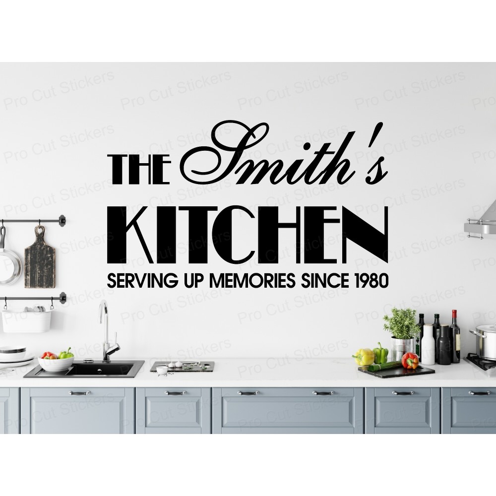 Large Custom Personalised Kitchen Family Surname Name Wall Art Sticker ...